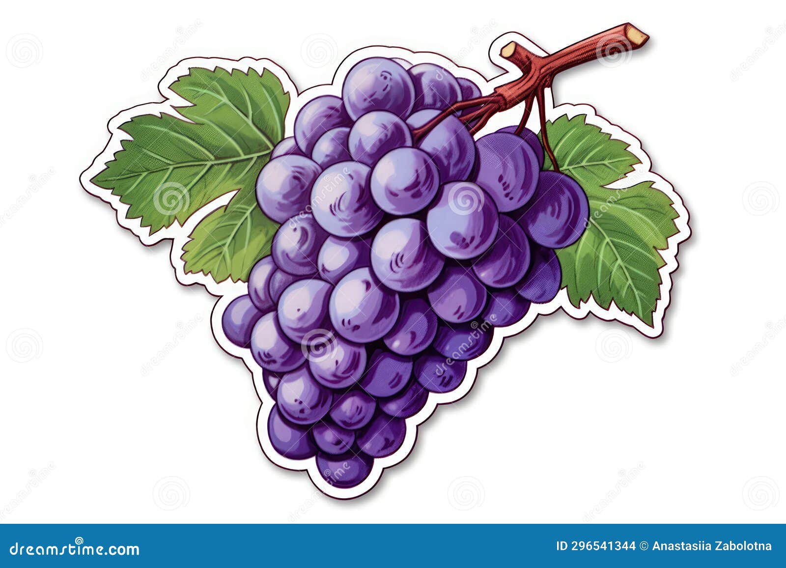 Grapes Sticker on White Background. Generative AI Stock Illustration ...