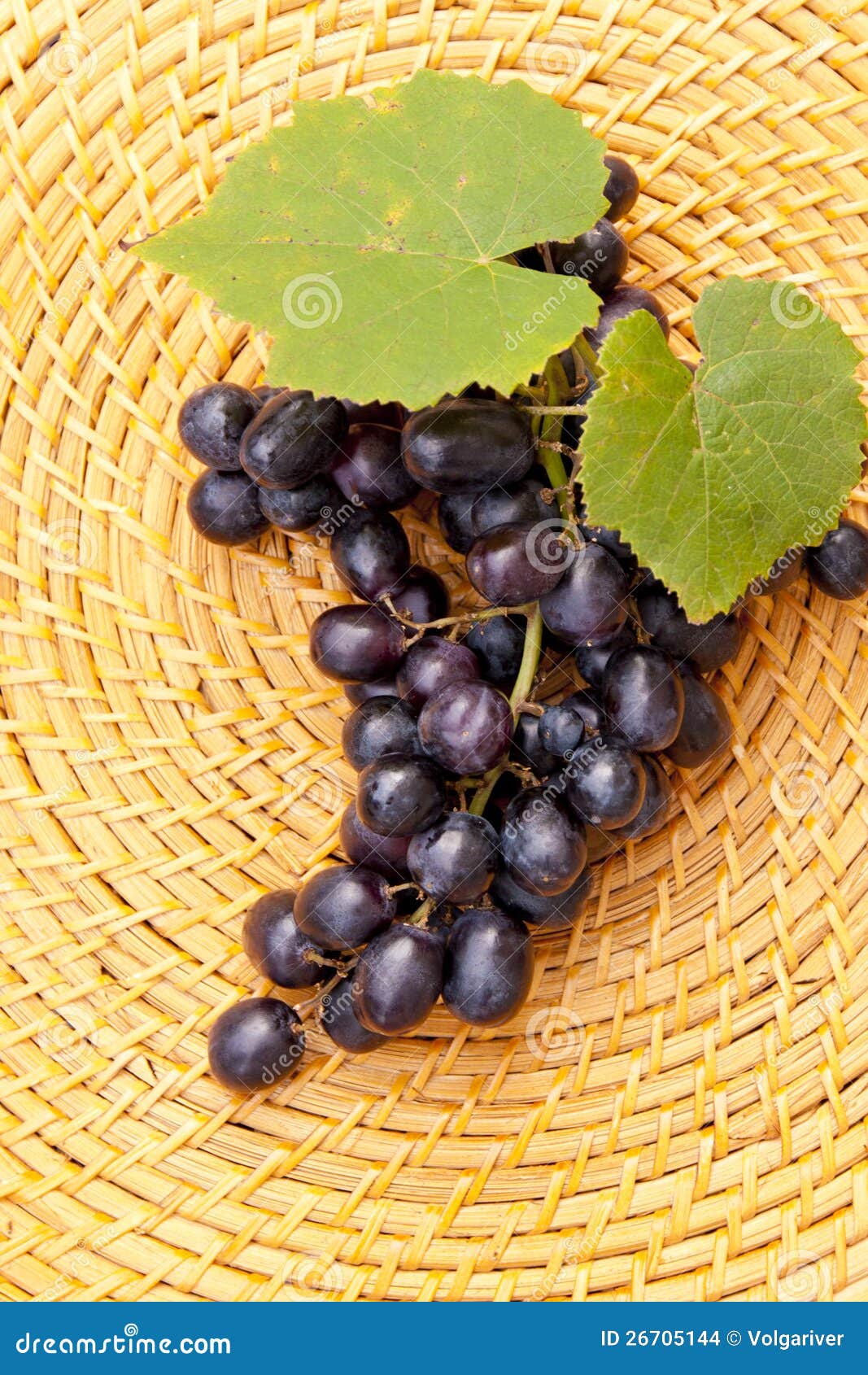 Grapes on straw plate stock photo. Image of plate, food - 26705144
