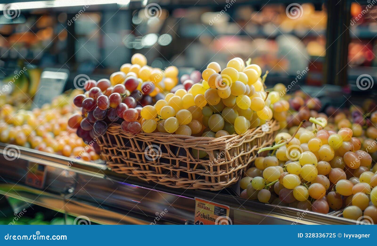 Grapes in a Stylish Basket in a Grocery Store Stock Image - Image of ...