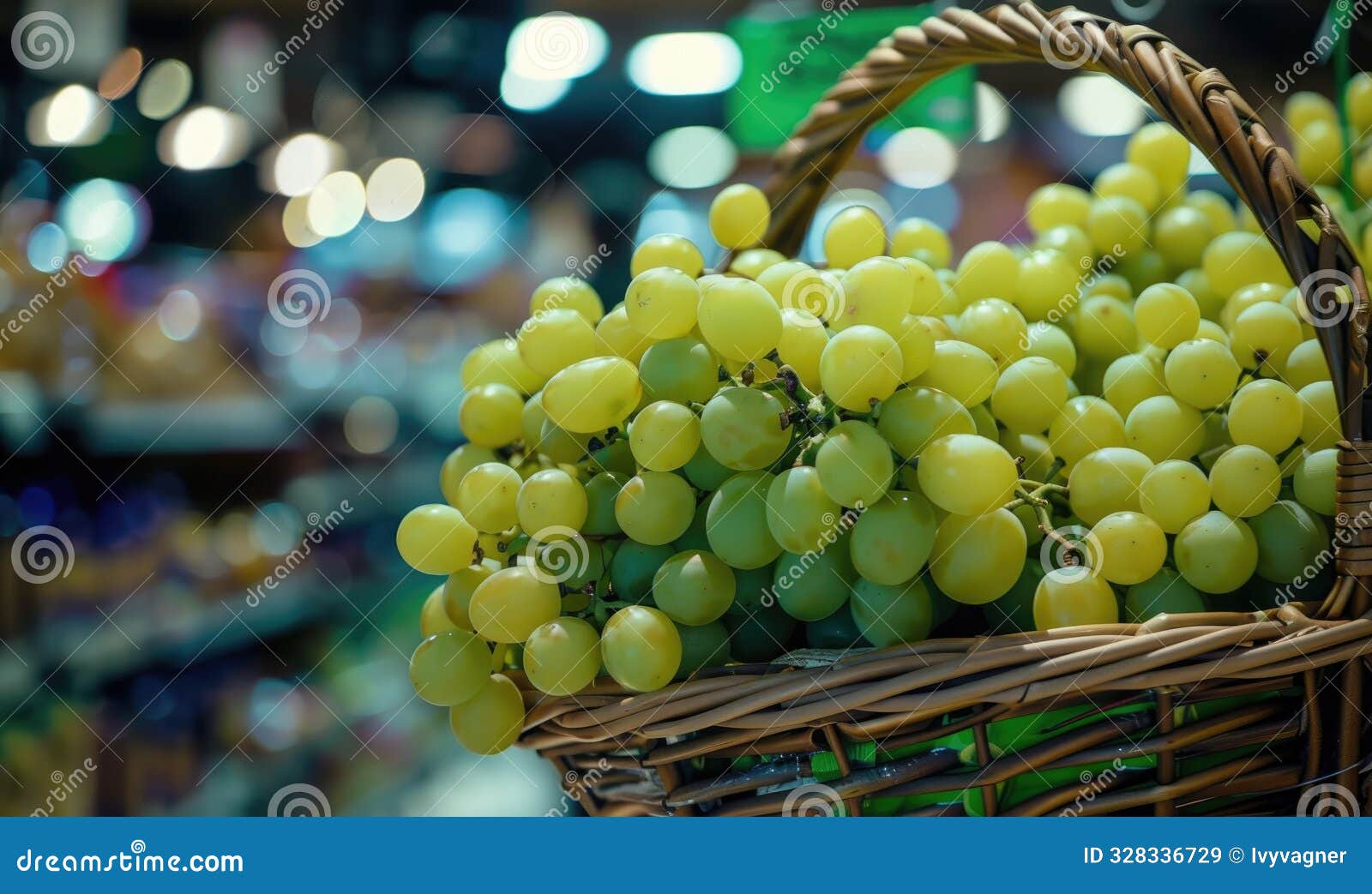 Grapes in a Stylish Basket in a Grocery Store Stock Image - Image of ...