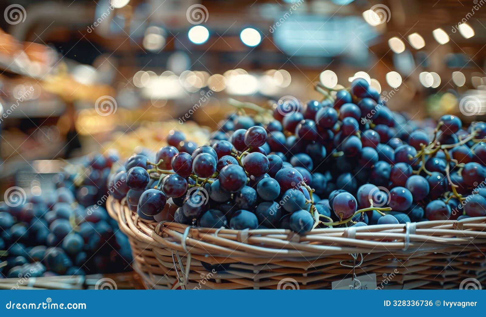 Grapes in a Stylish Basket in a Grocery Store Stock Photo - Image of ...