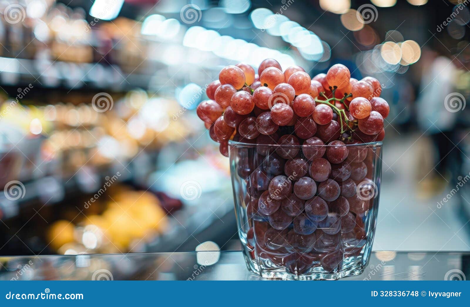 Grapes in a Stylish Glass Container in Grocery Store Stock Photo ...