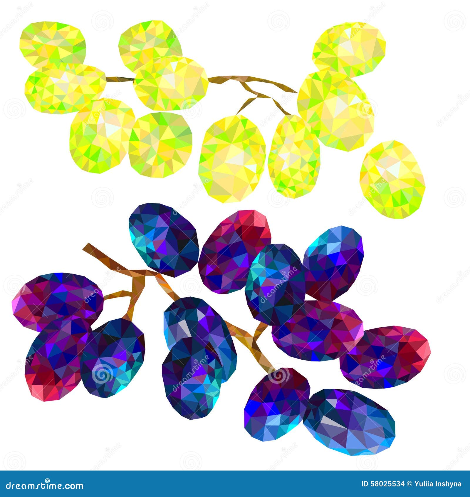 Grapes White and Blue Triangles Isolated on White Background Stock ...