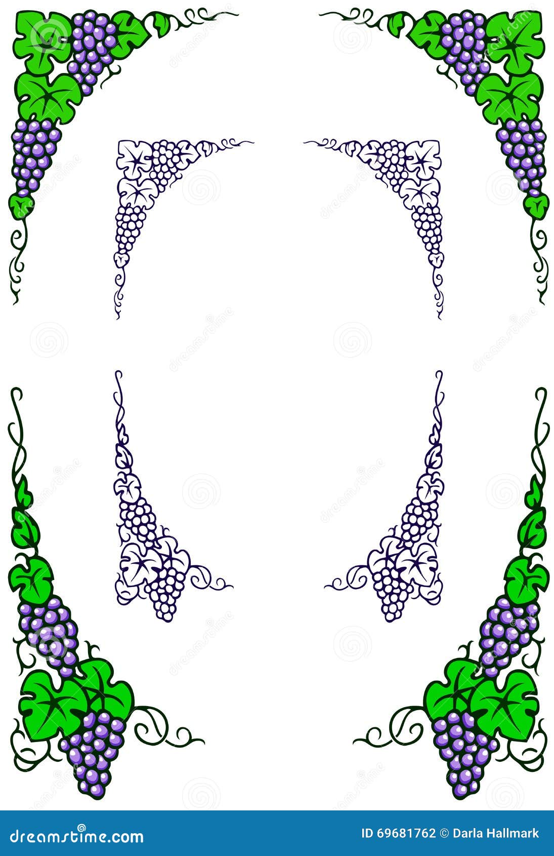 Grapevine Border with Variation Stock Vector - Illustration of vines ...