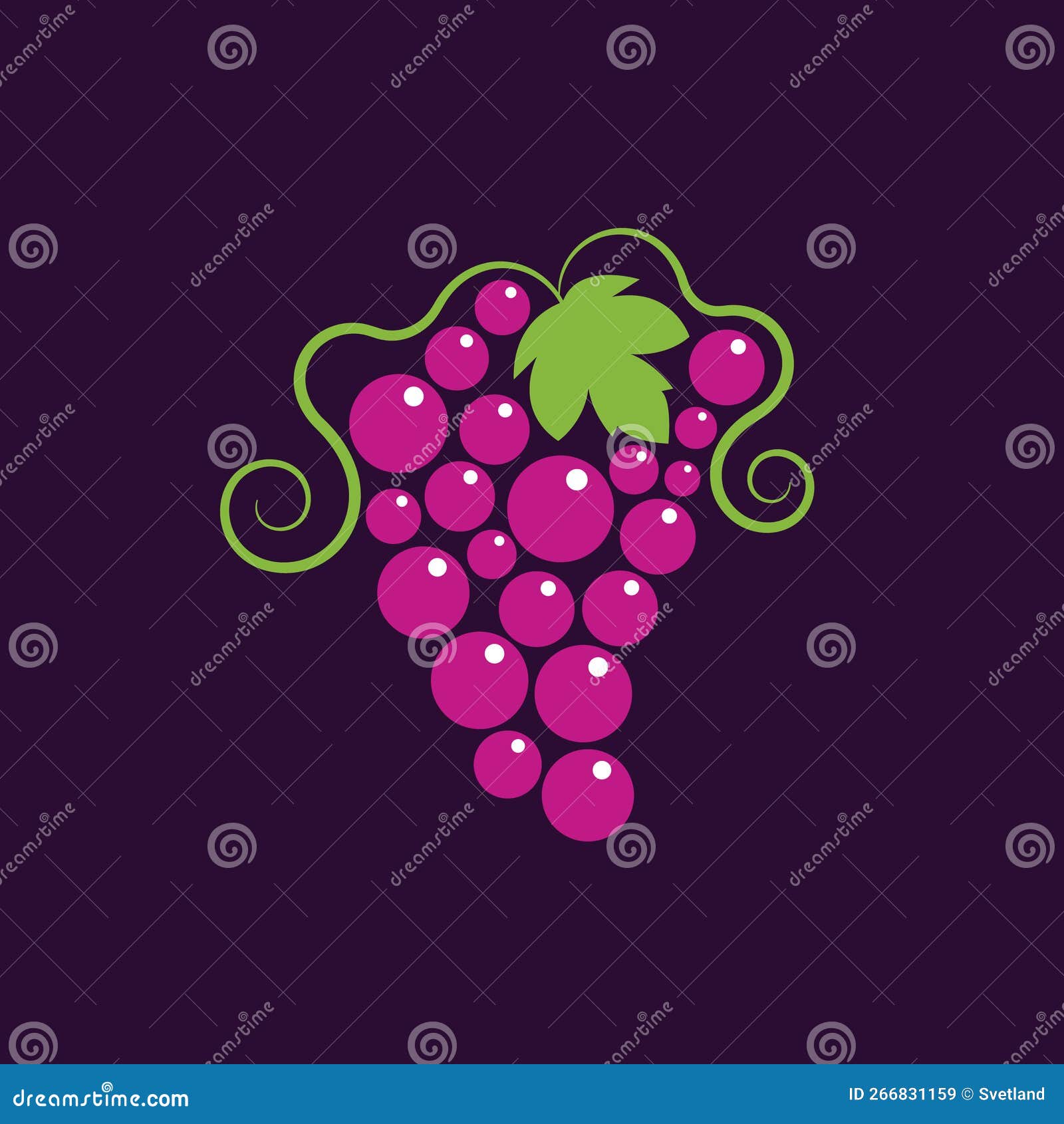 Grapevine with Leaf. Grapes Icon Stock Vector - Illustration of ...