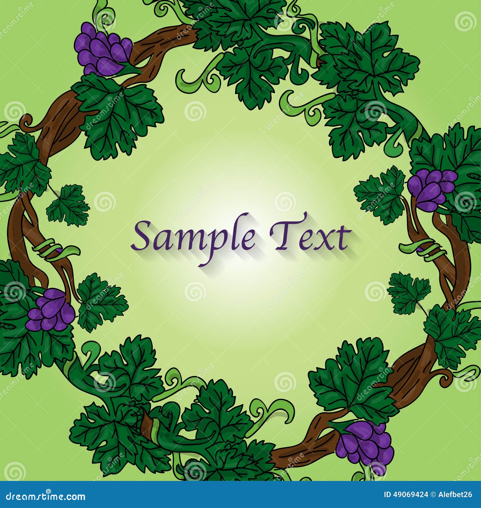 Grapevine round frame stock vector. Illustration of autumn - 49069424
