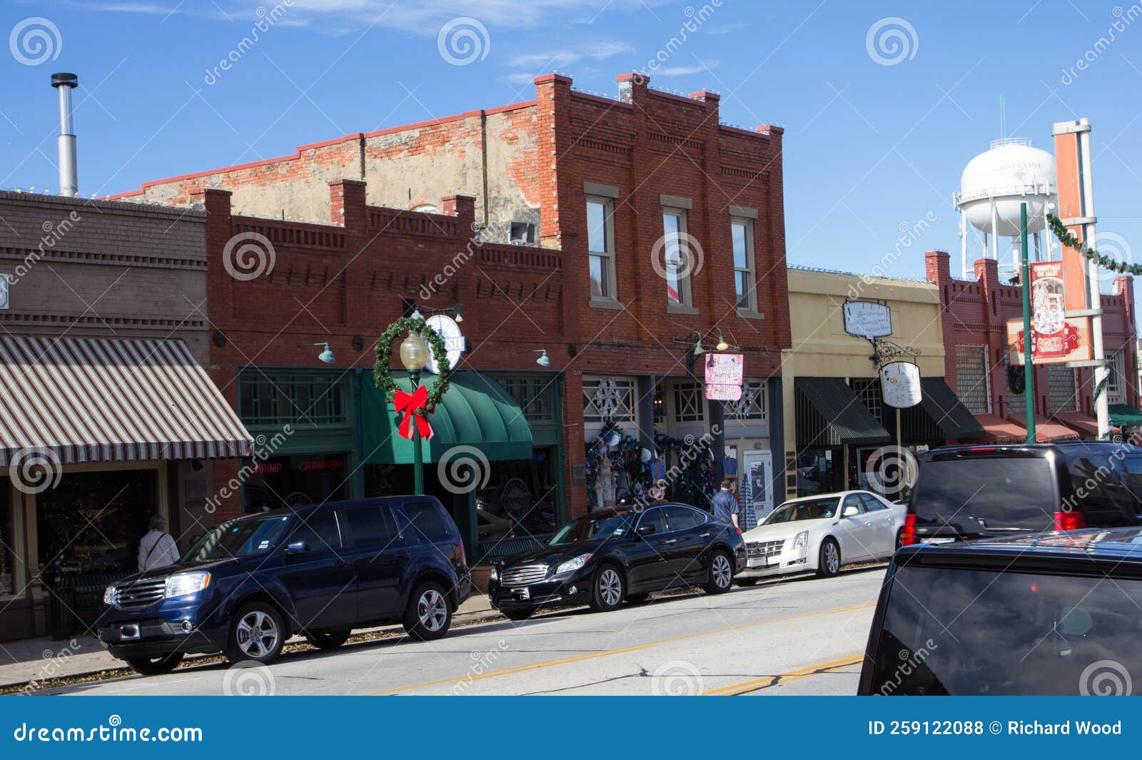 View of Downtown Grapevine, Texas during the Christmas Holiday Season ...