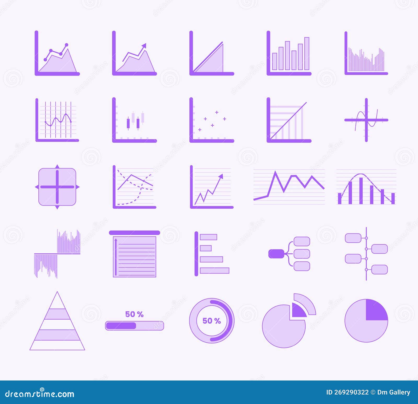 Graph and Chart Infographic Flat Style Icon Set Stock Vector ...