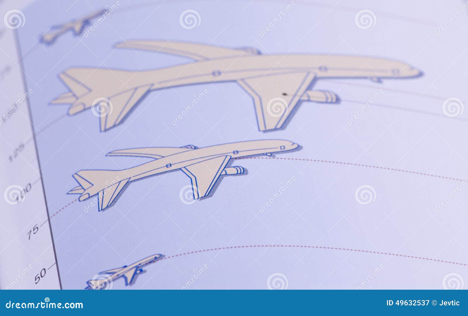 Graph with Airplane Drawings Stock Image - Image of applied ...