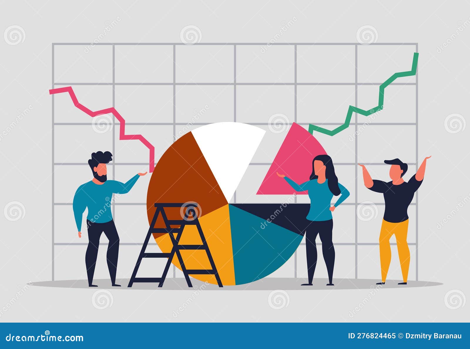 Graph Analysis, Company Profit Statistics. Team Analyzes Data Together ...