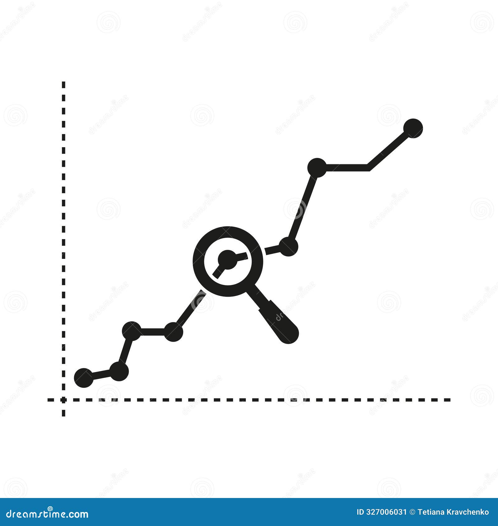 Graph Analysis Icon. Rising Trend Chart. Magnifying Glass Symbol ...