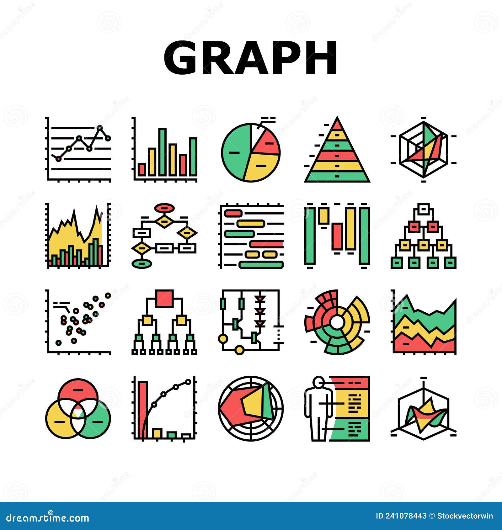 Graph for Analyzing and Research Icons Set Vector Stock Vector ...