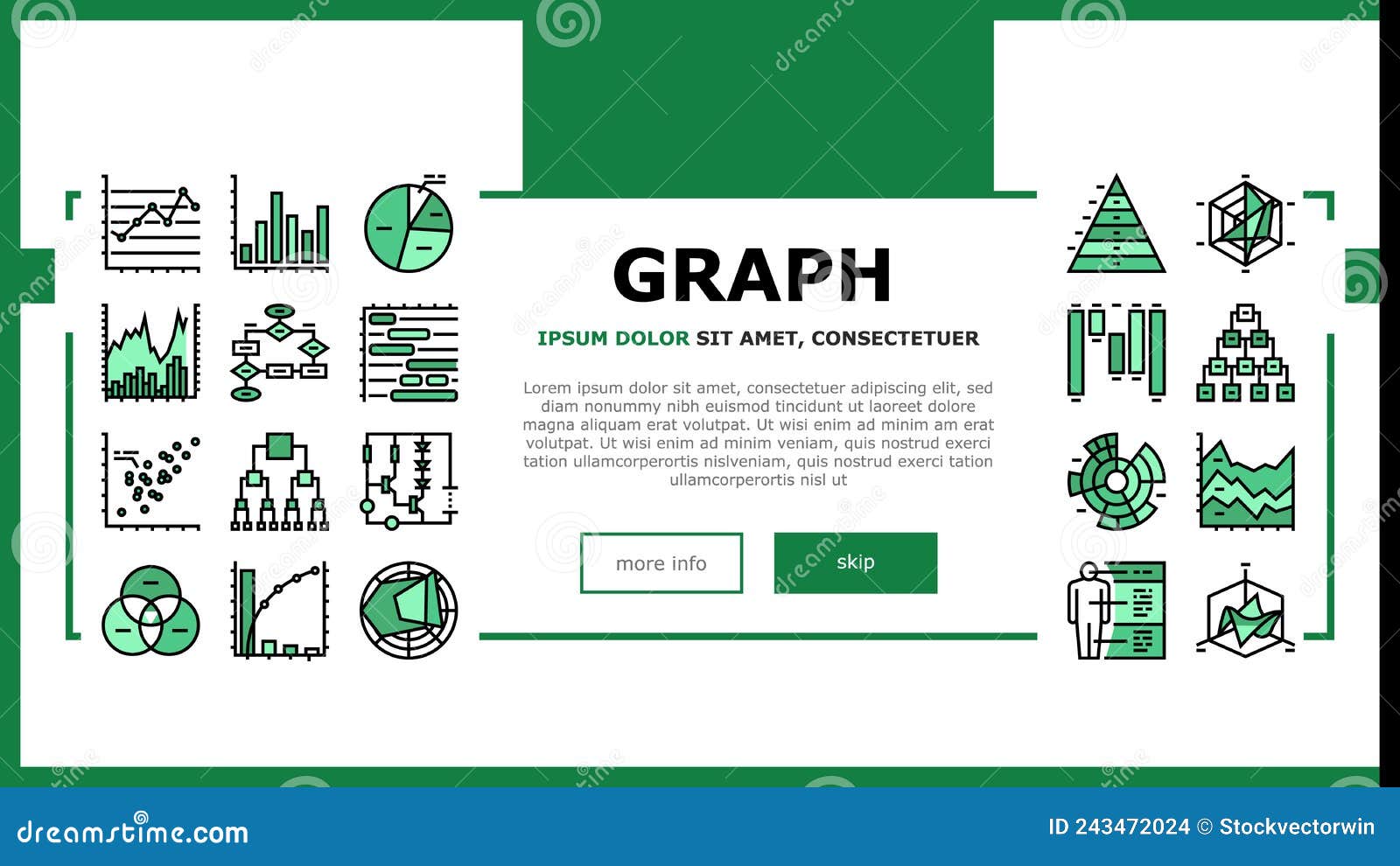 Graph for Analyzing and Research Landing Header Vector Stock ...