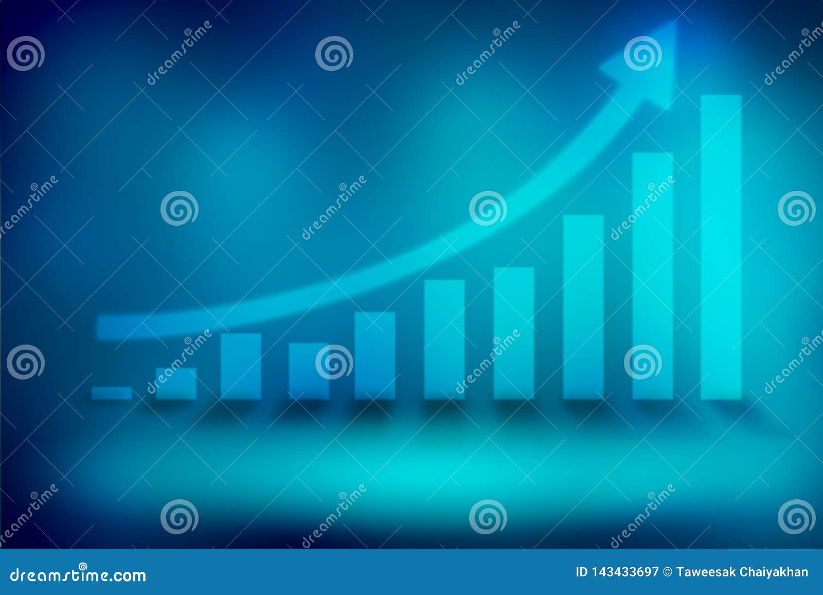Graph and Arrow on Blue Background Stock Illustration - Illustration of ...