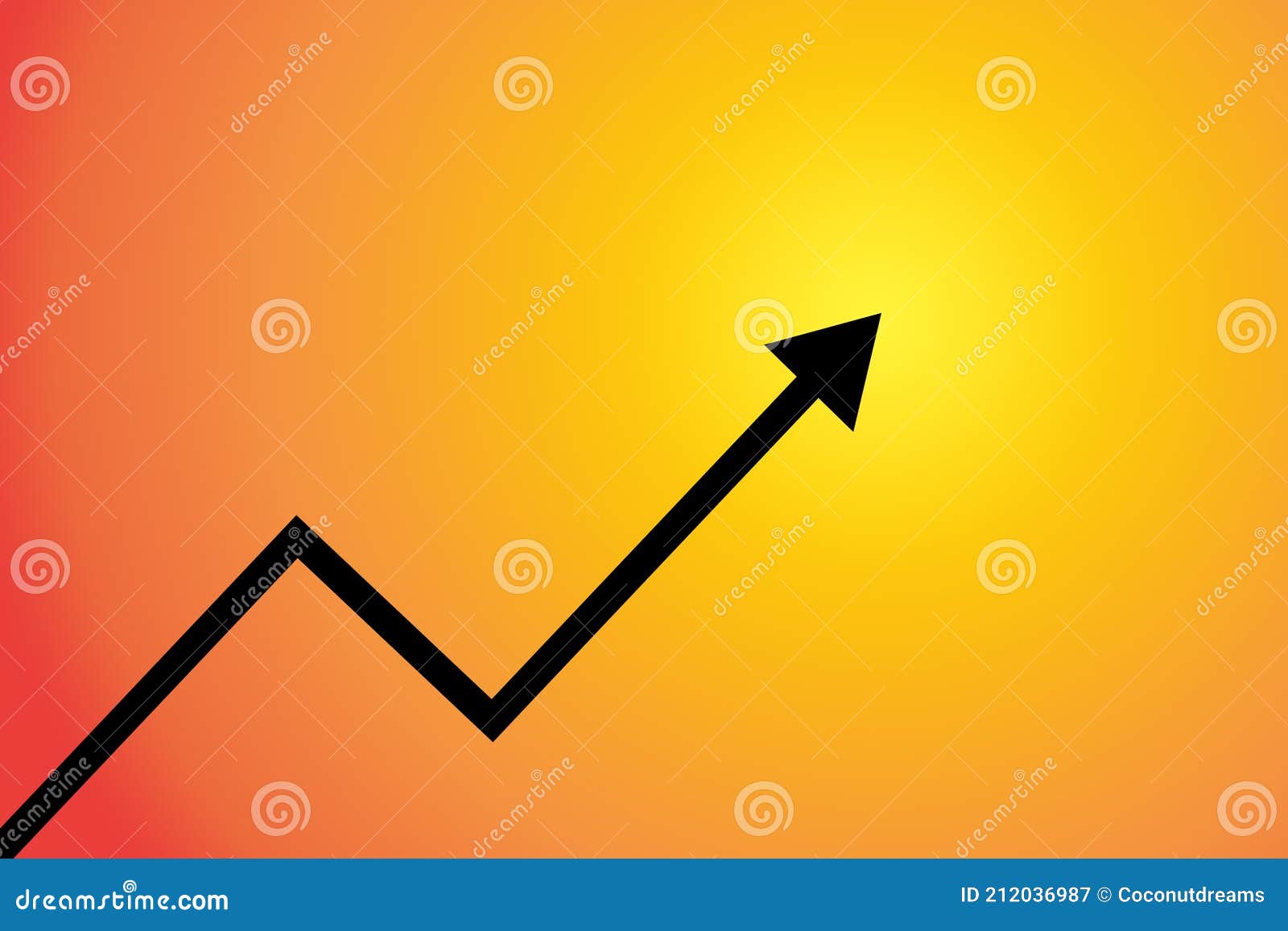 Graph with Arrow on Gradient Orange Background Stock Illustration ...