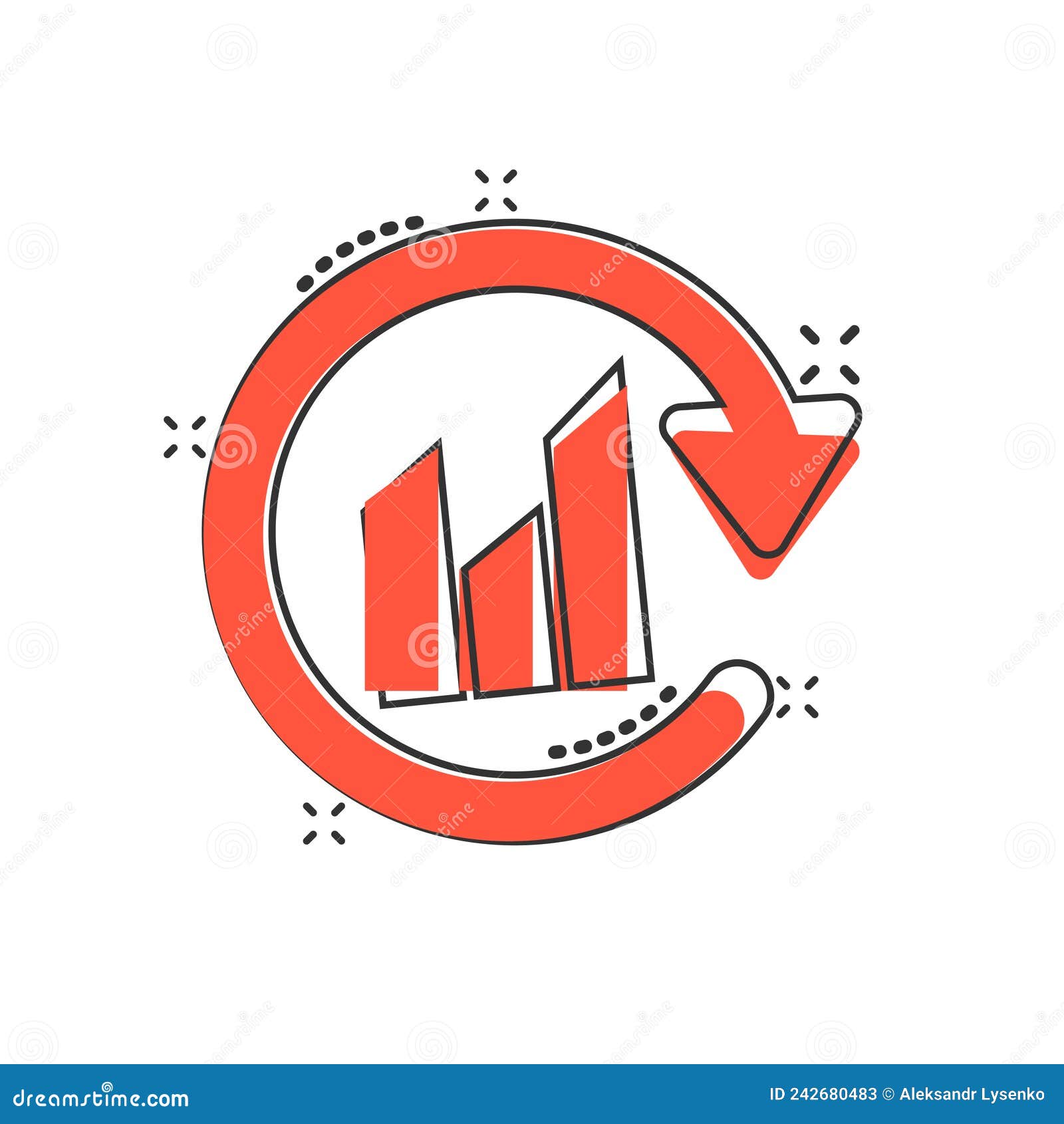 Graph Arrow Icon In Comic Style. Financial Analytics Cartoon Vector ...