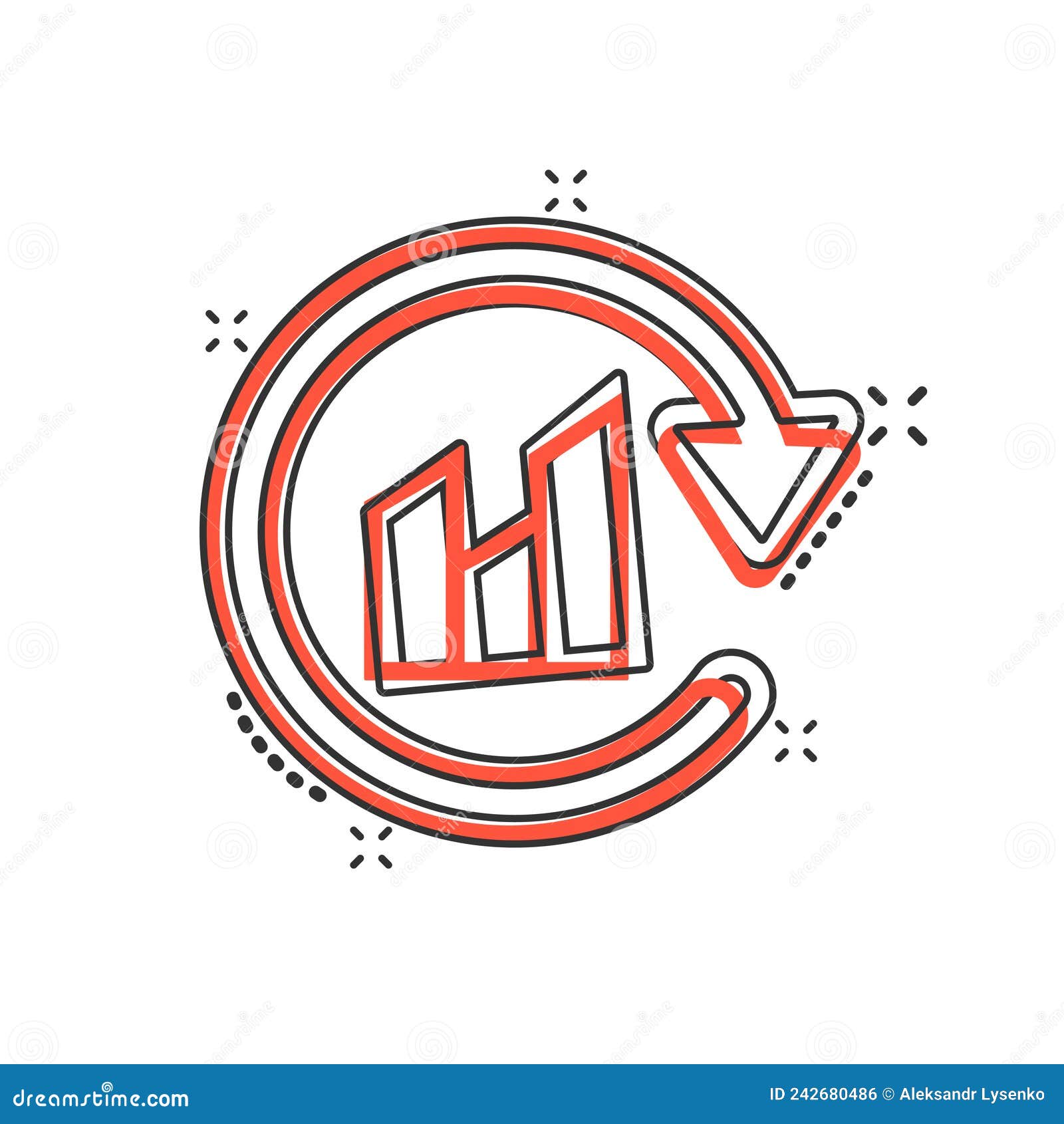 Graph Arrow Icon In Comic Style. Financial Analytics Cartoon Vector ...