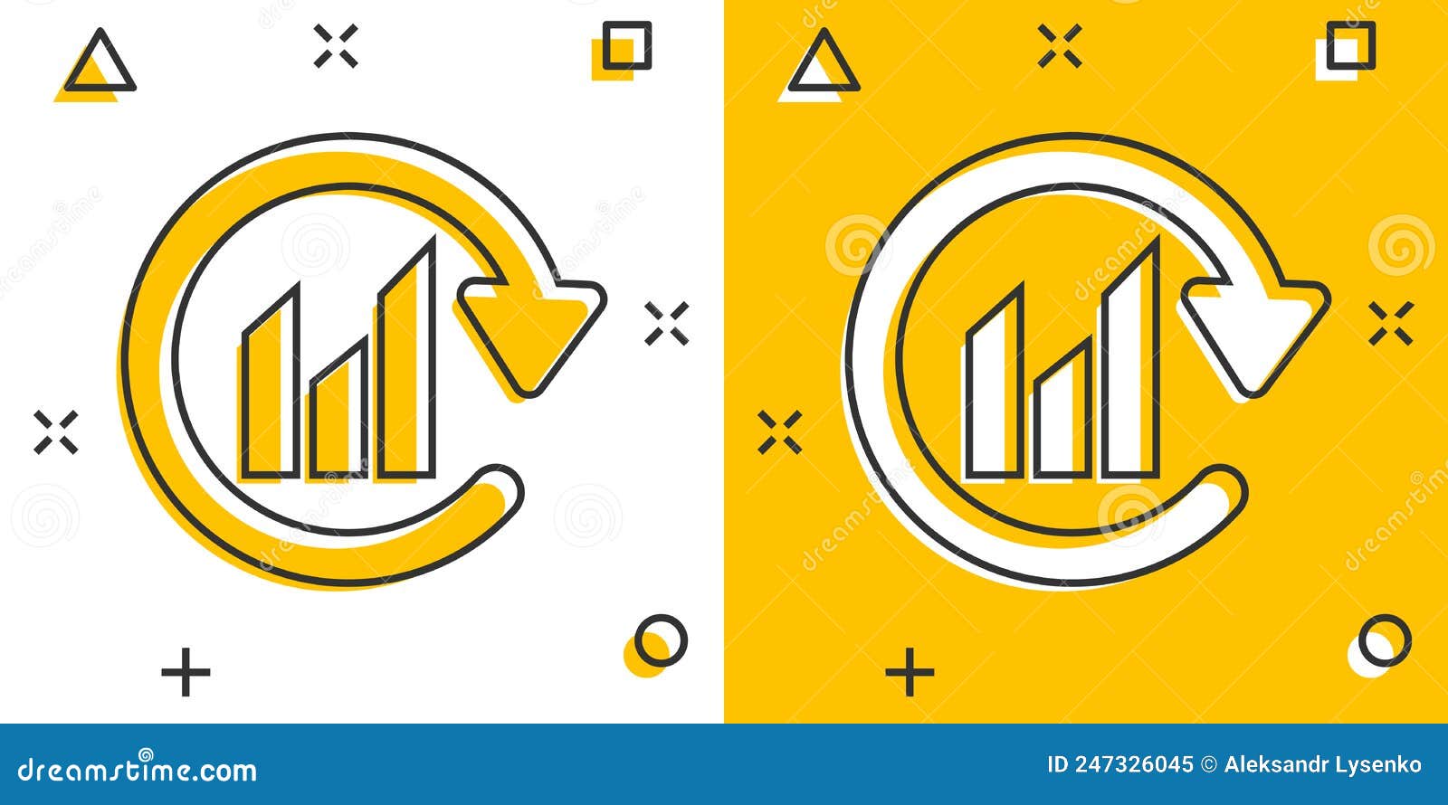 Graph Arrow Icon In Comic Style. Financial Analytics Cartoon Vector ...