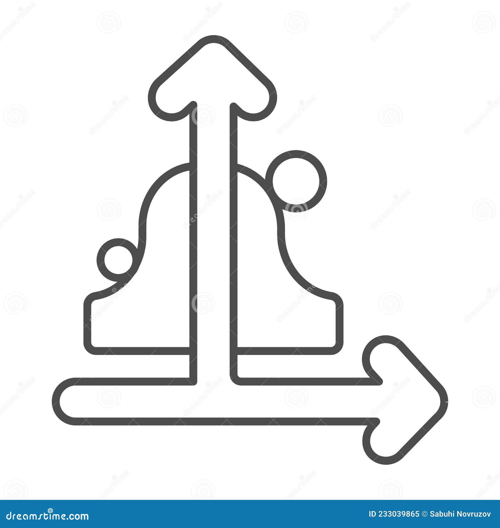 Graph With Axis Deflection And Curve With Circles Thin Line Icon ...