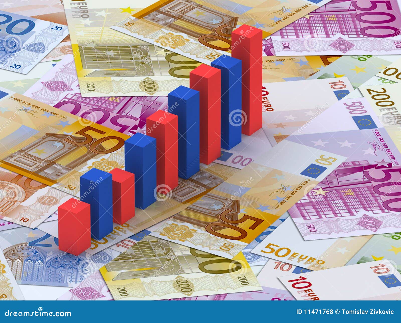 Graph bars on Euros stock illustration. Illustration of growth - 11471768