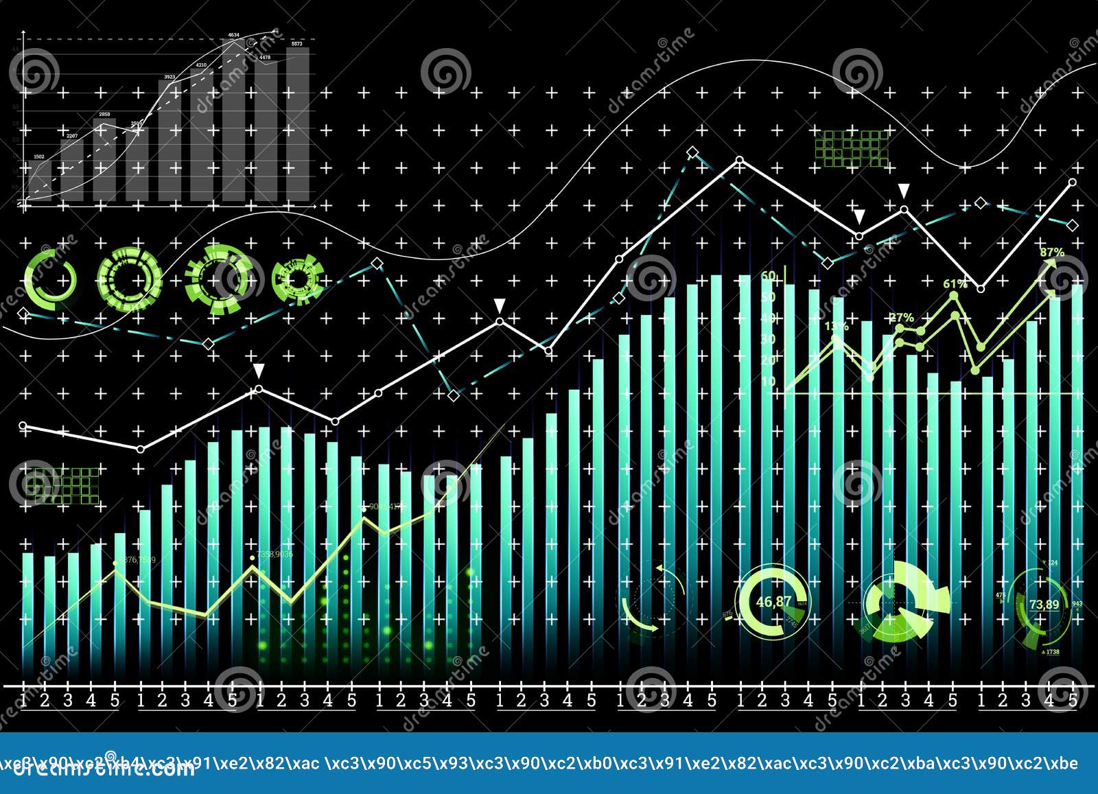 Graph on Black Background, Digital Analytics Data Visualization ...
