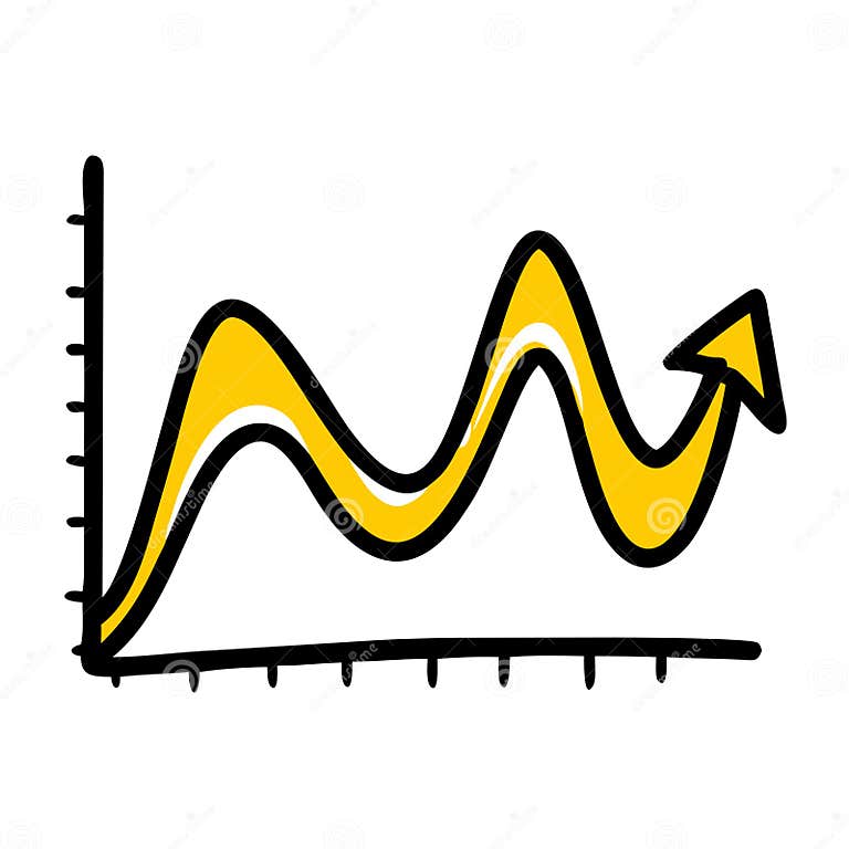 A Graph with a Bold Yellow Line Depicts Fluctuating Data Points Stock ...