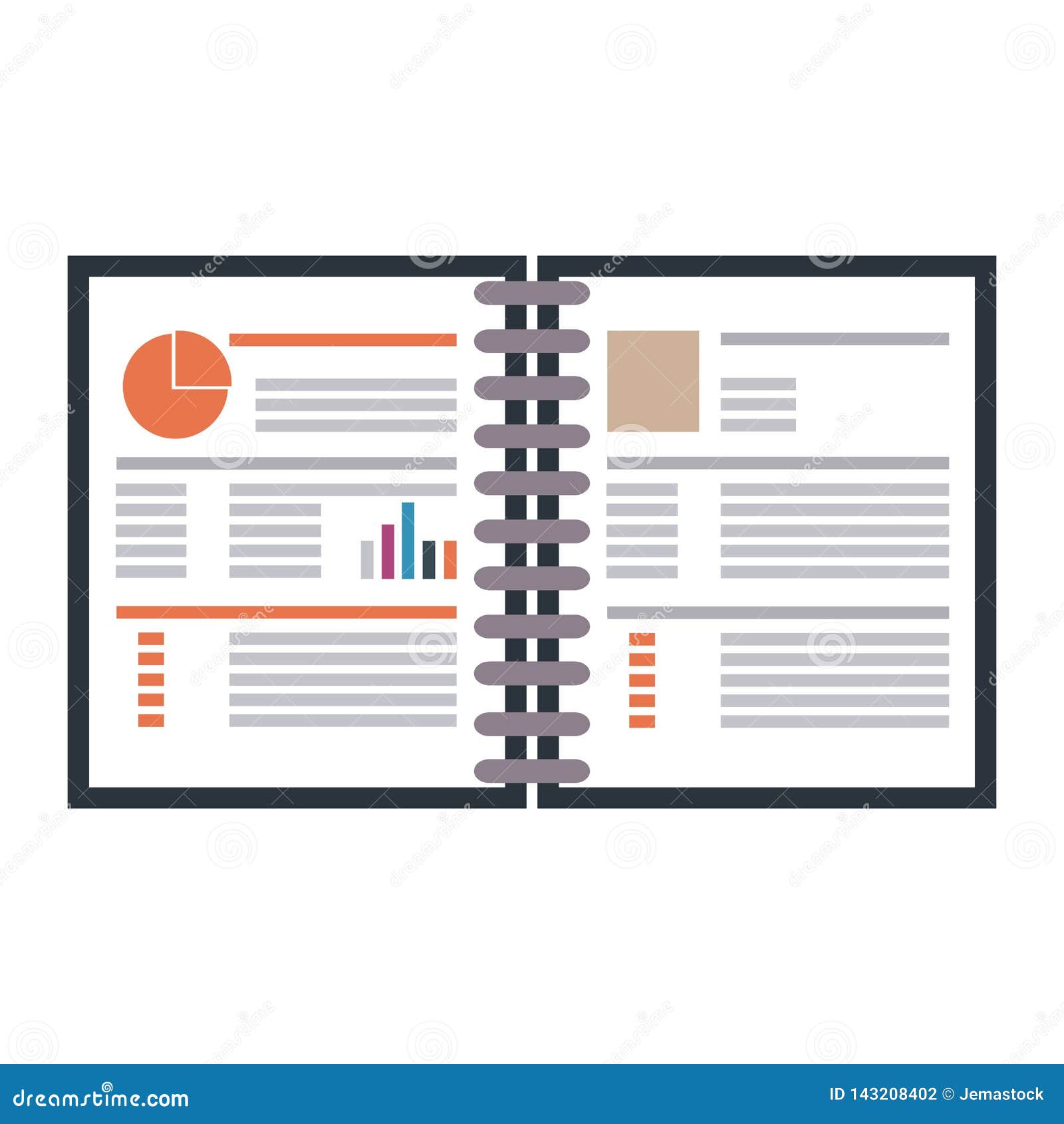 Graph book open stock vector. Illustration of chart - 143208402