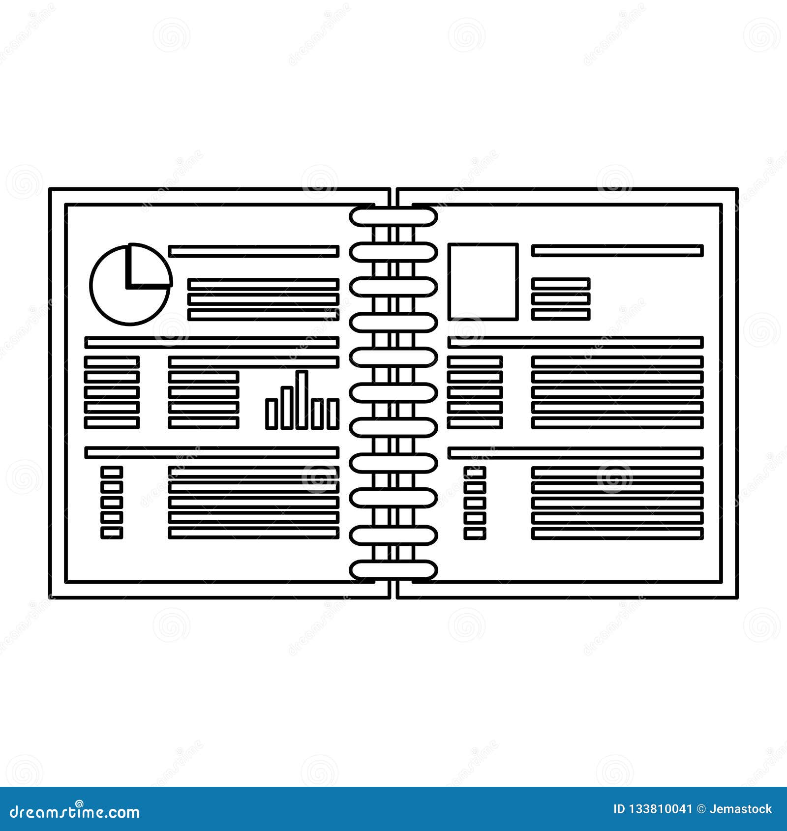 Graph Book Open Black and White Stock Vector - Illustration of analysis ...