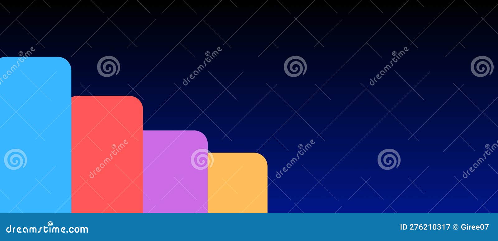 Graph Building in Multicolour Over Dark Blue Gradient Background. Stock ...