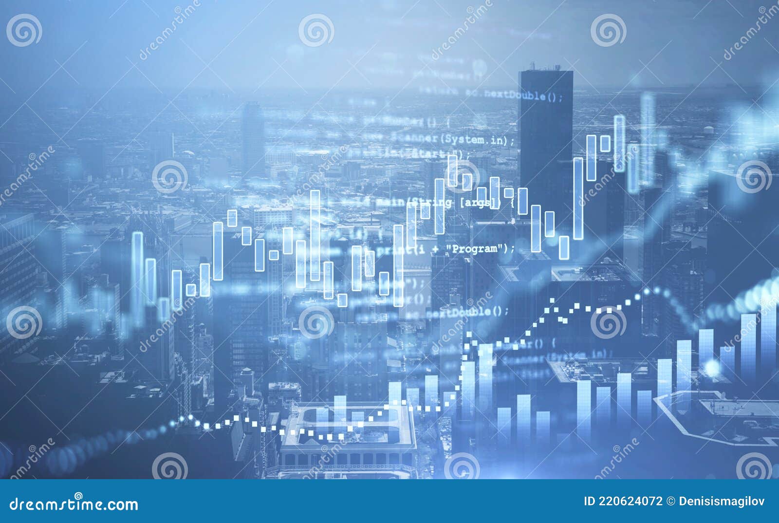 Graph Changes Lines and Financial Chart with Coding Script and ...