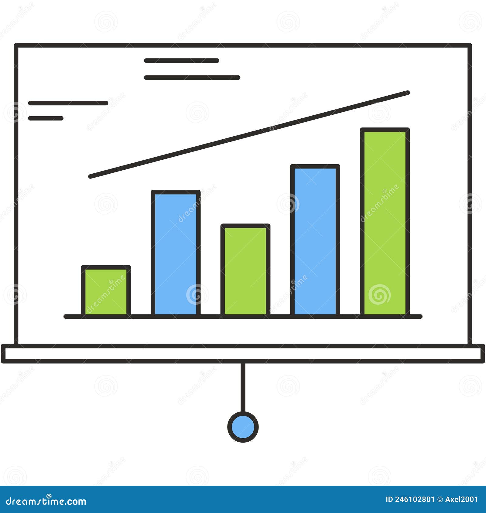 Graph and Chart on Board or Digital Presentation Stock Vector ...