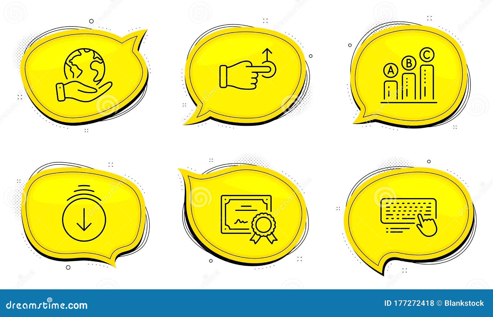 Graph Chart, Computer Keyboard and Scroll Down Icons Set. Drag Drop ...