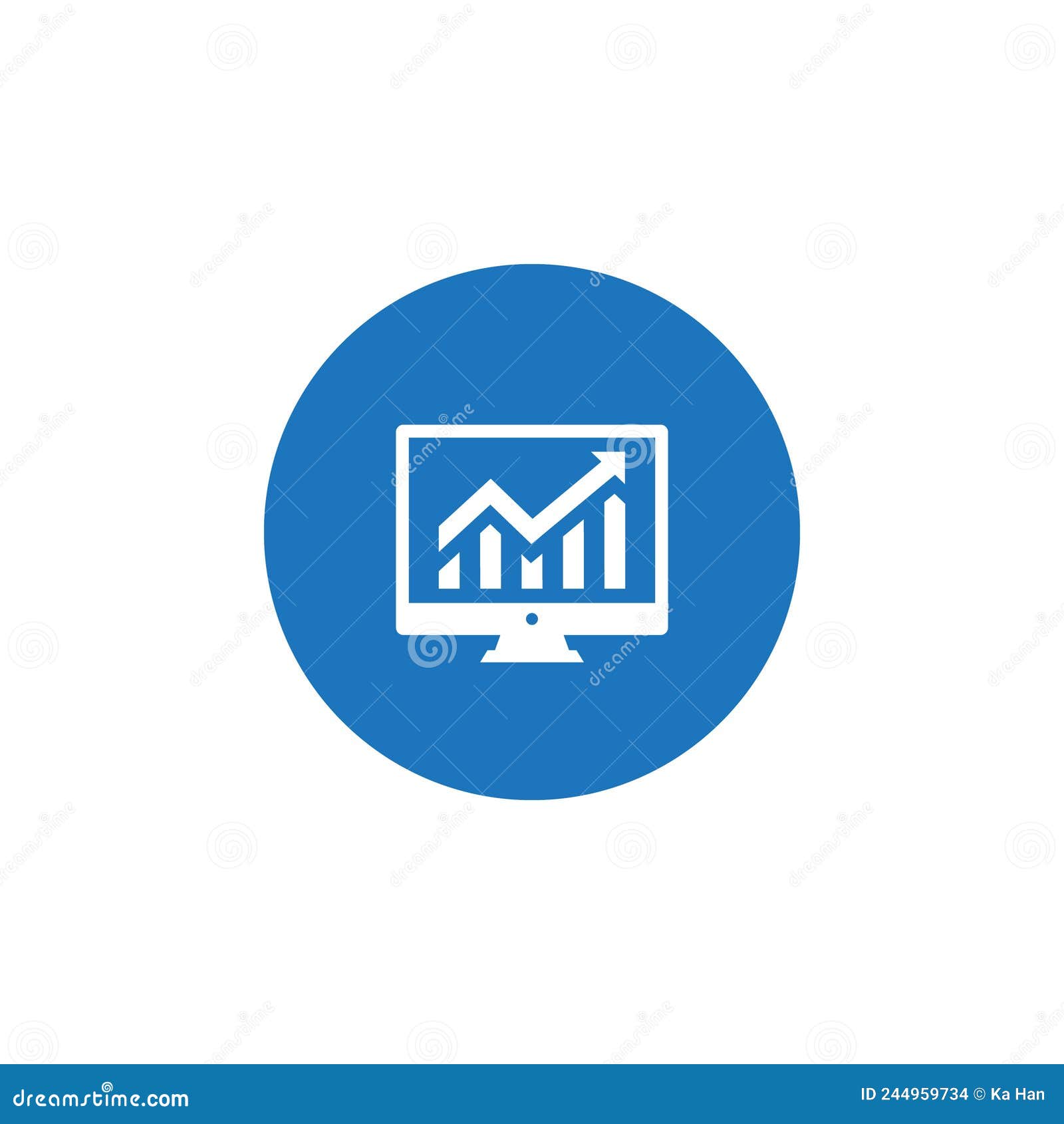 Graph, Chart in Computer Monitor Icon Vector in Circle Shape Stock ...