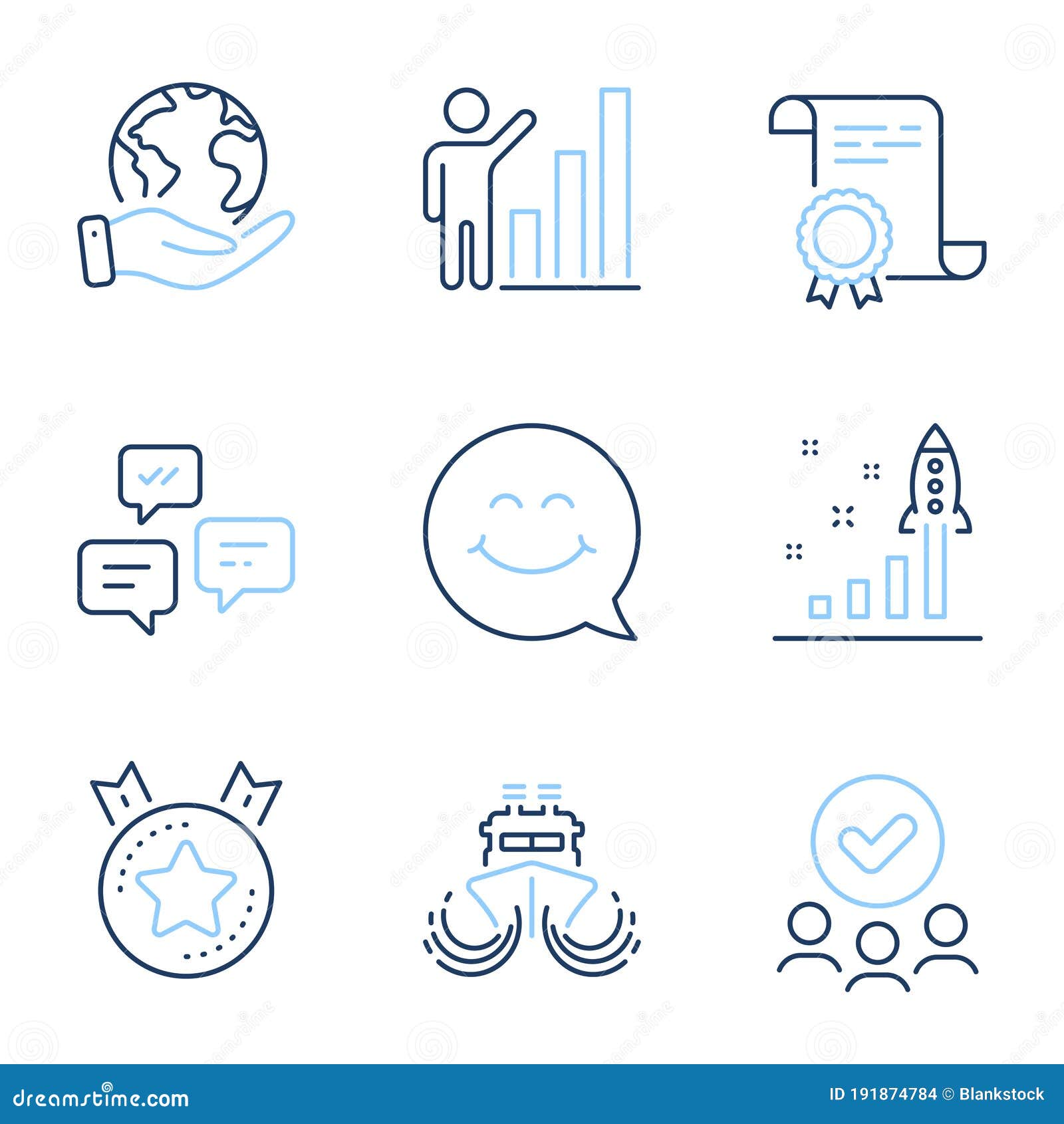 Graph Chart, Development Plan and Ranking Star Icons Set. Ship, Smile ...