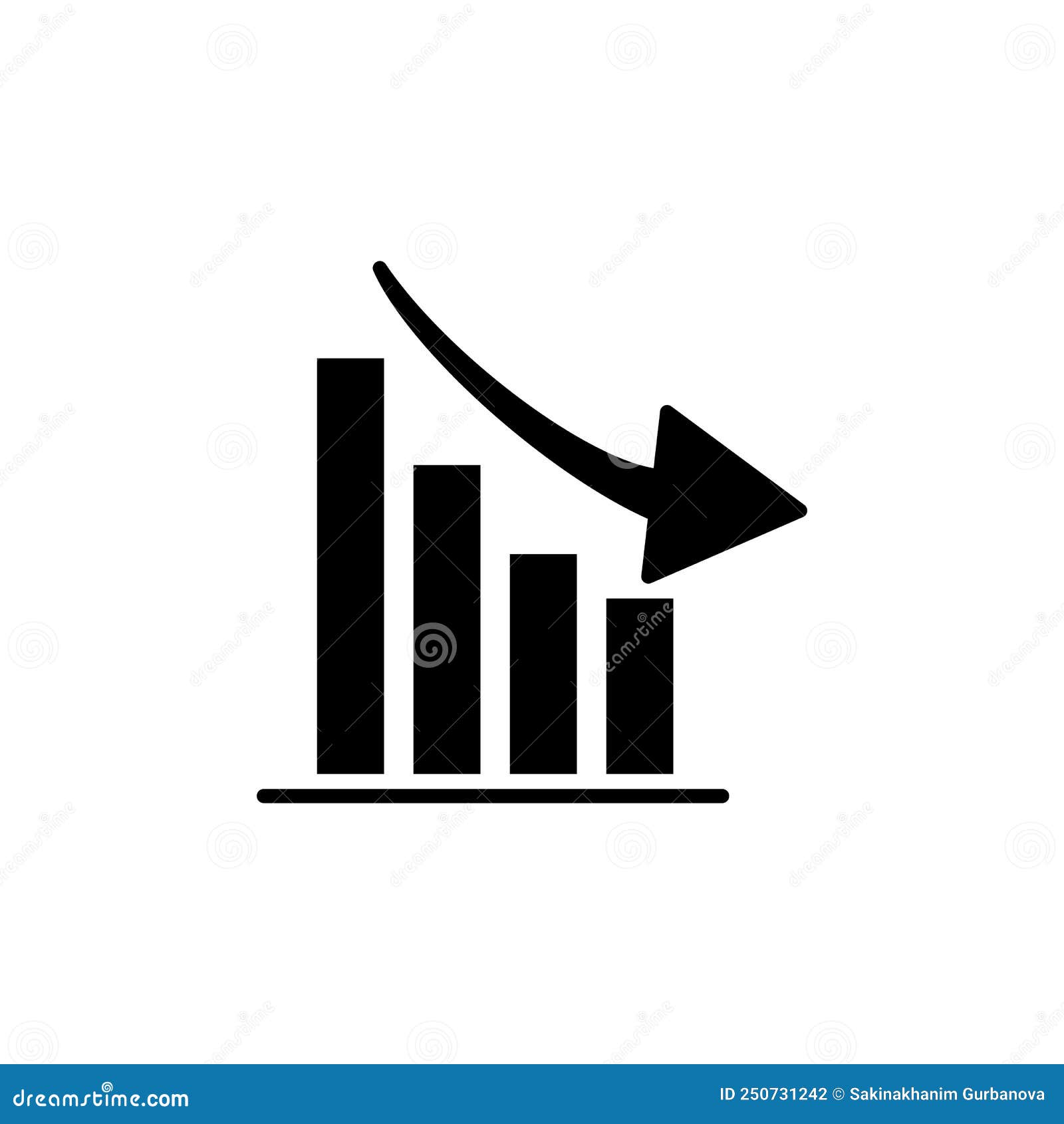 Graph Chart Down Icon. Down Arrow Symbol Stock Vector - Illustration of ...