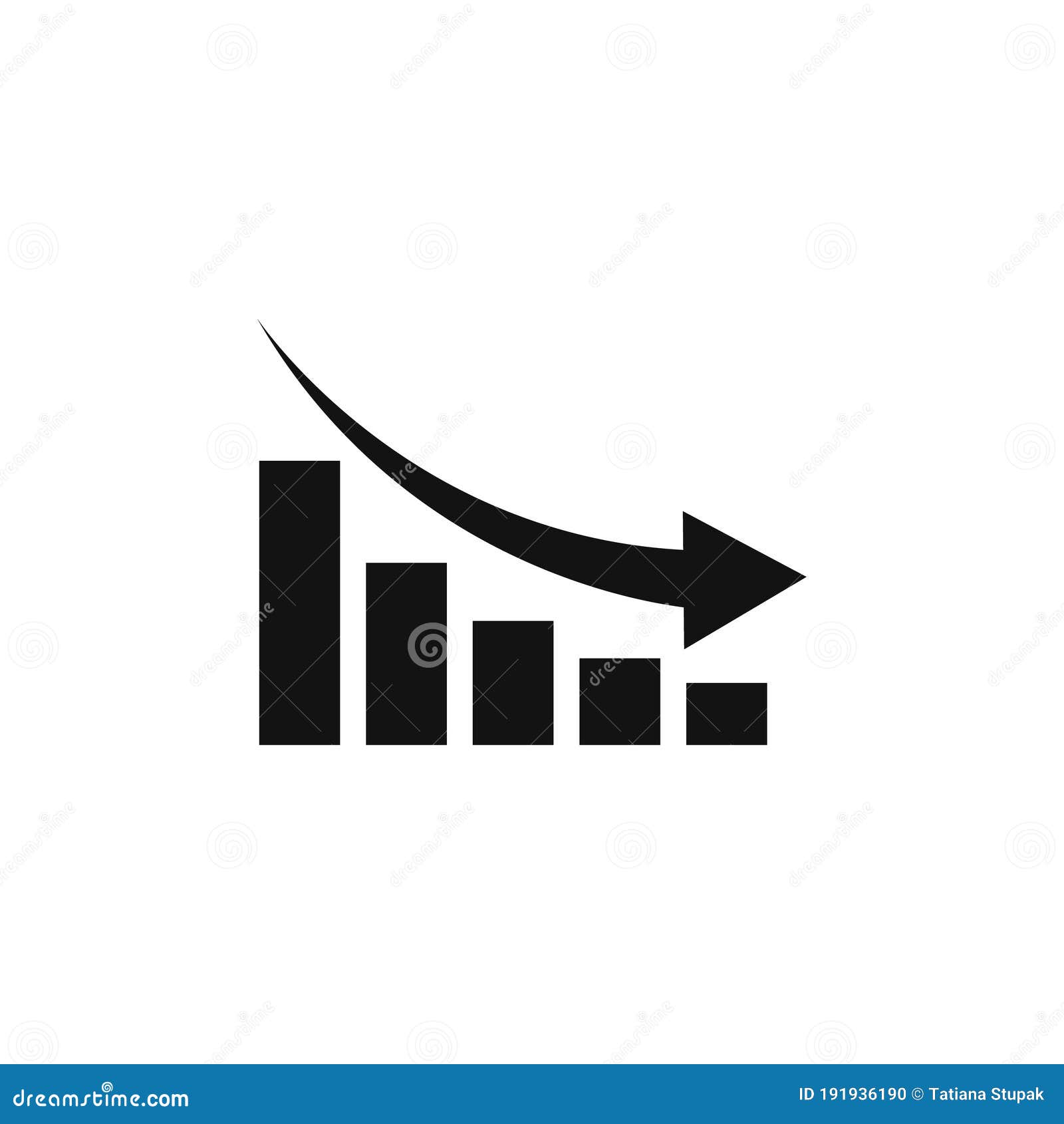 Graph Chart Down Icon. Down Arrow Symbol Stock Vector - Illustration of ...