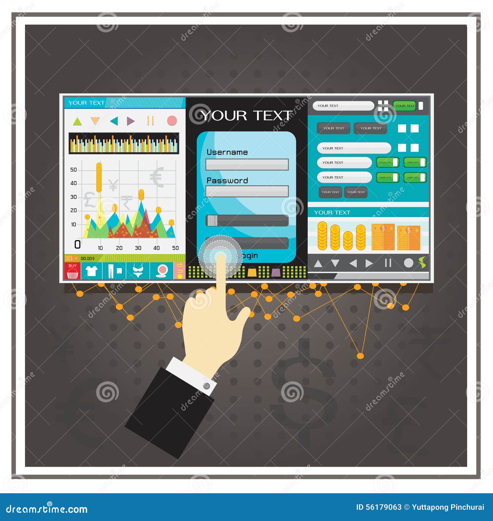 Graph Chart Graphs Vector Black Business Download Button Stock Vector ...