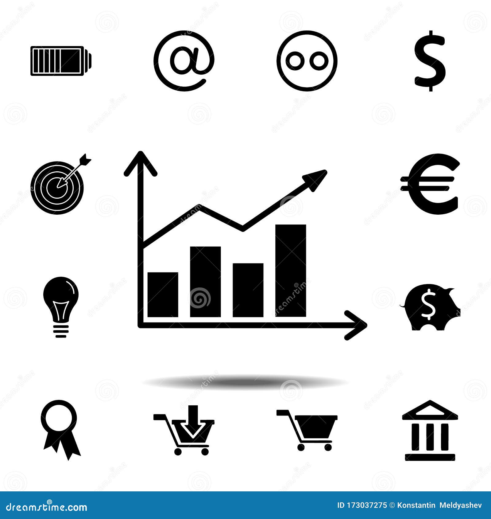 Graph, Chart Icon. Simple Glyph Vector Element of Web, Minimalistic ...