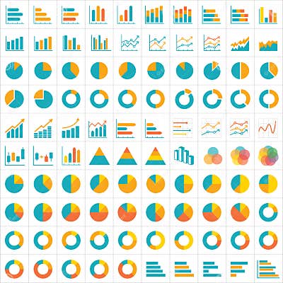 100 Graph and Chart Infographic Icon Flat Design Stock Vector ...