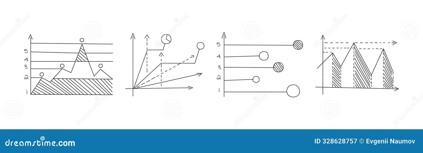 Graph and Chart Line Drawing As Infographic Element Vector Set Stock ...