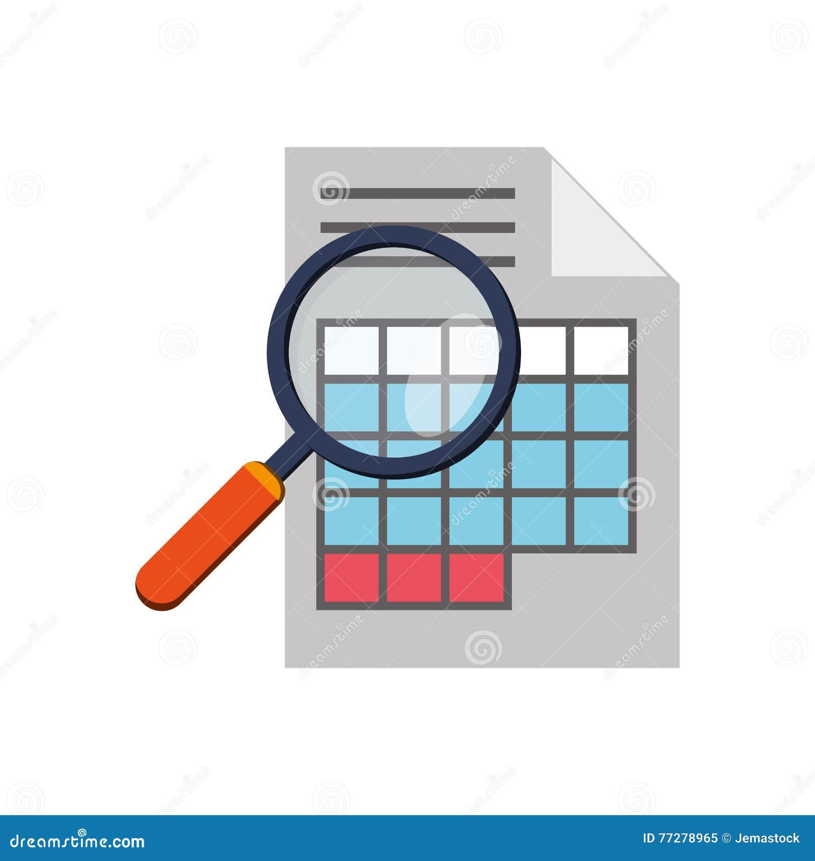 Graph Chart and Magnifying Glass Icon Stock Vector - Illustration of ...
