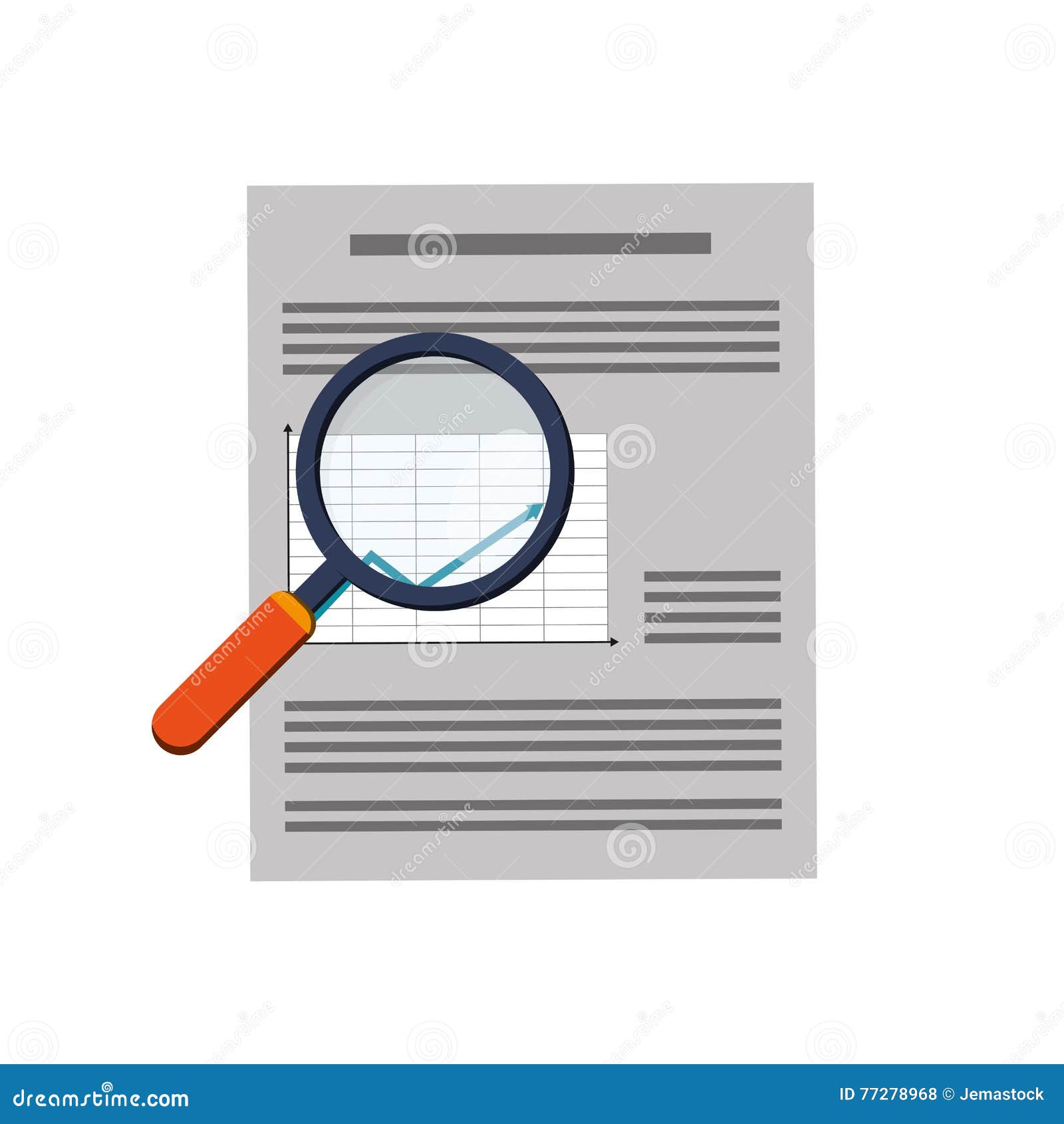 Graph Chart and Magnifying Glass Icon Stock Vector - Illustration of ...