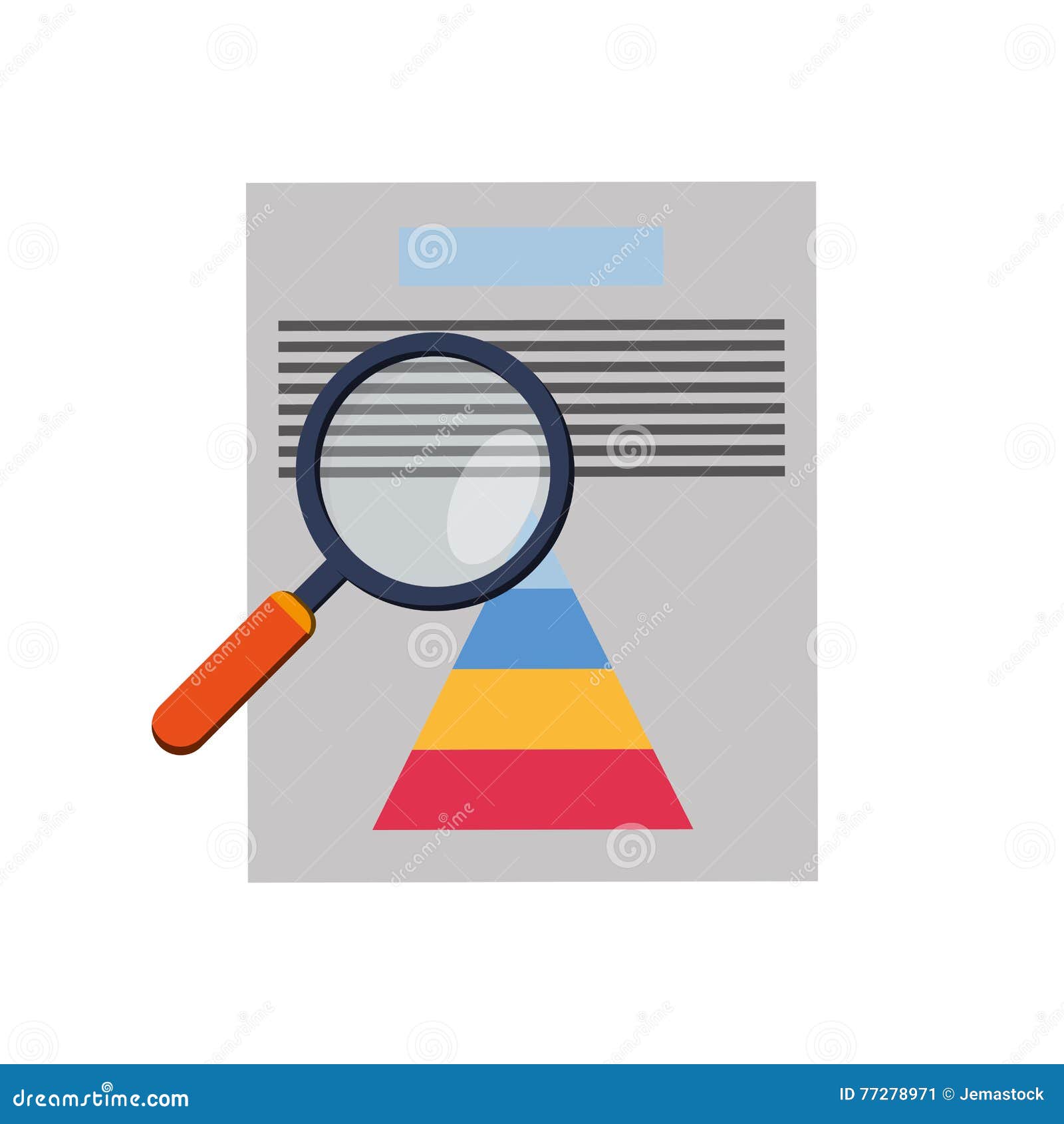 Graph Chart and Magnifying Glass Icon Stock Vector - Illustration of ...