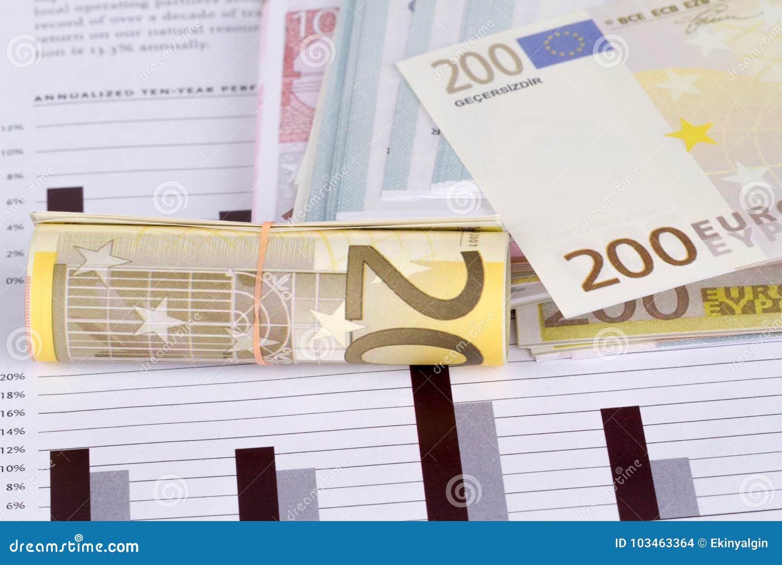 Graph Chart Management with Euro Banknotes Stock Photo - Image of ...