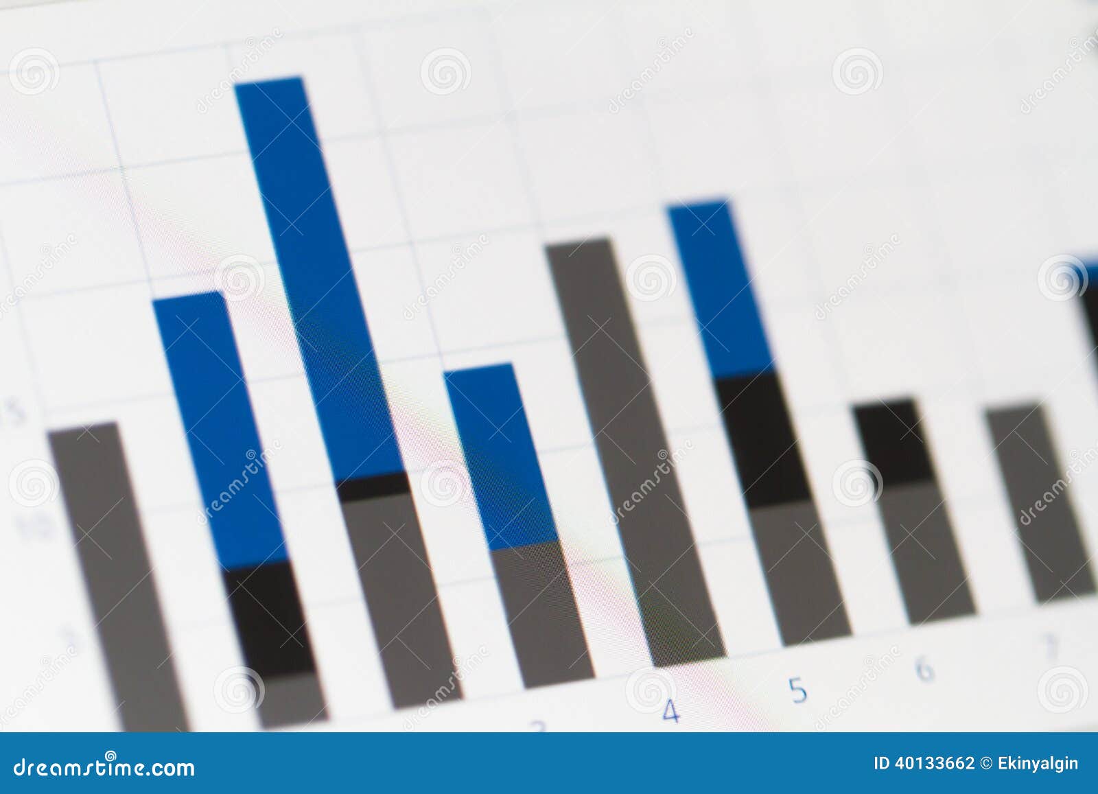 Graph Chart on Monitor Screen Stock Photo - Image of flat, analyzing ...
