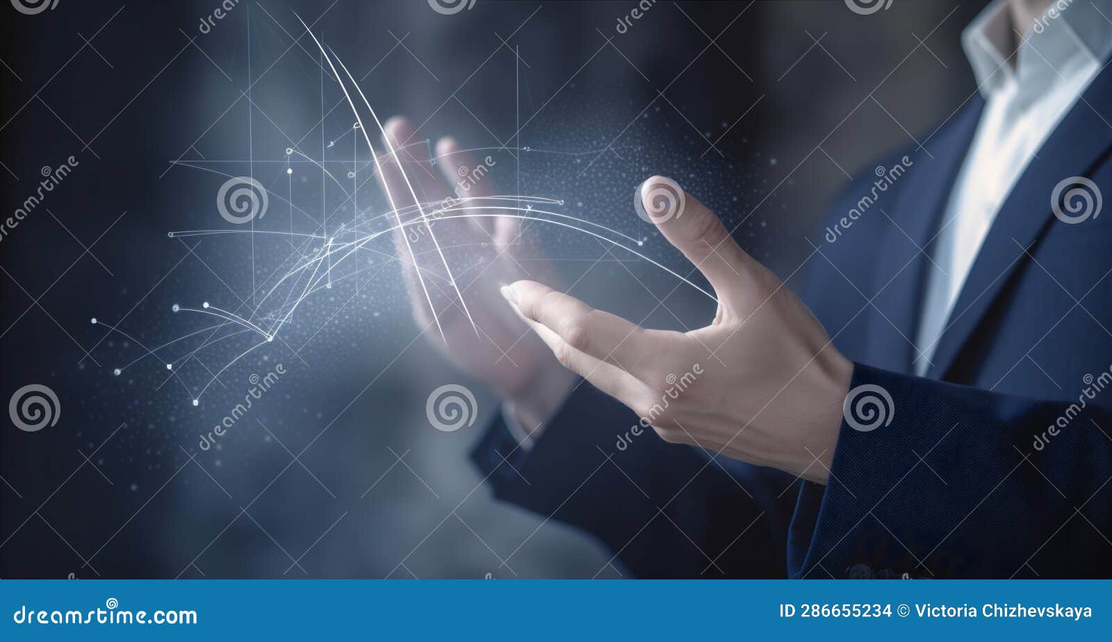 Graph Chart Network Hand Cyberspace Technology Virtual Concept Business ...