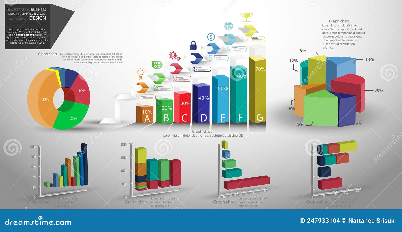 Graph Chart Percent - Illustration Modern Business Steps Infographics ...