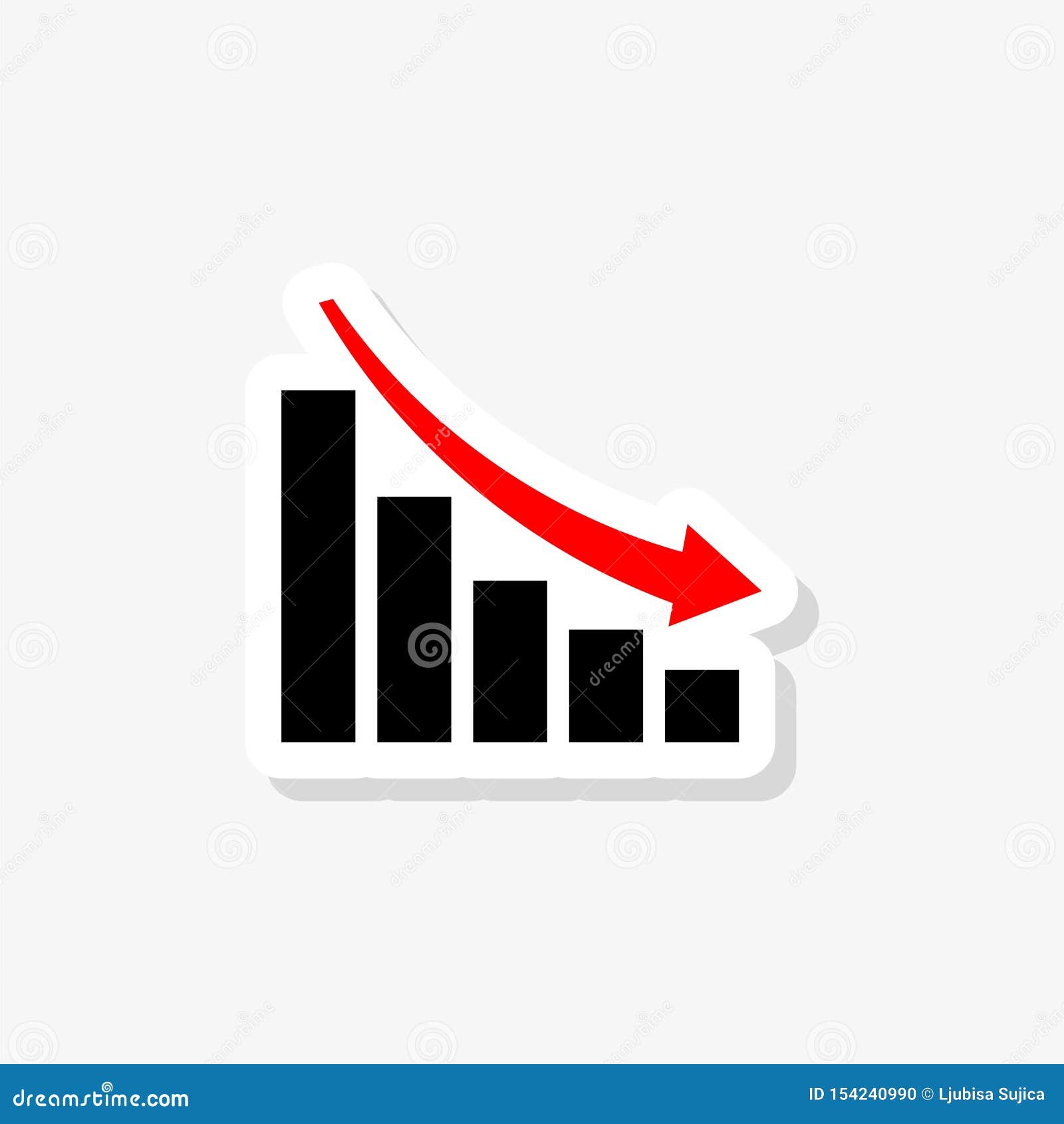 Graph Chart Sticker on White Background. Declining Graph Icon for Your ...
