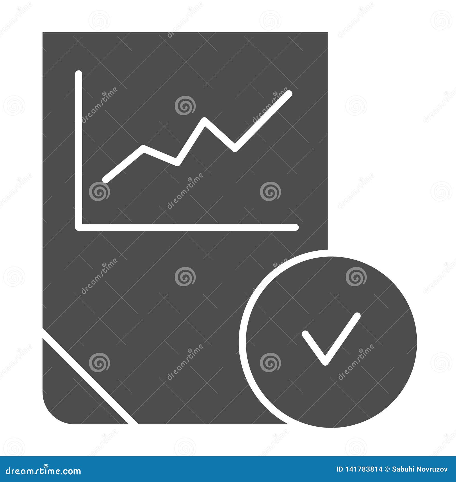 Graph with Check Solid Icon. Chart with Tick Vector Illustration ...