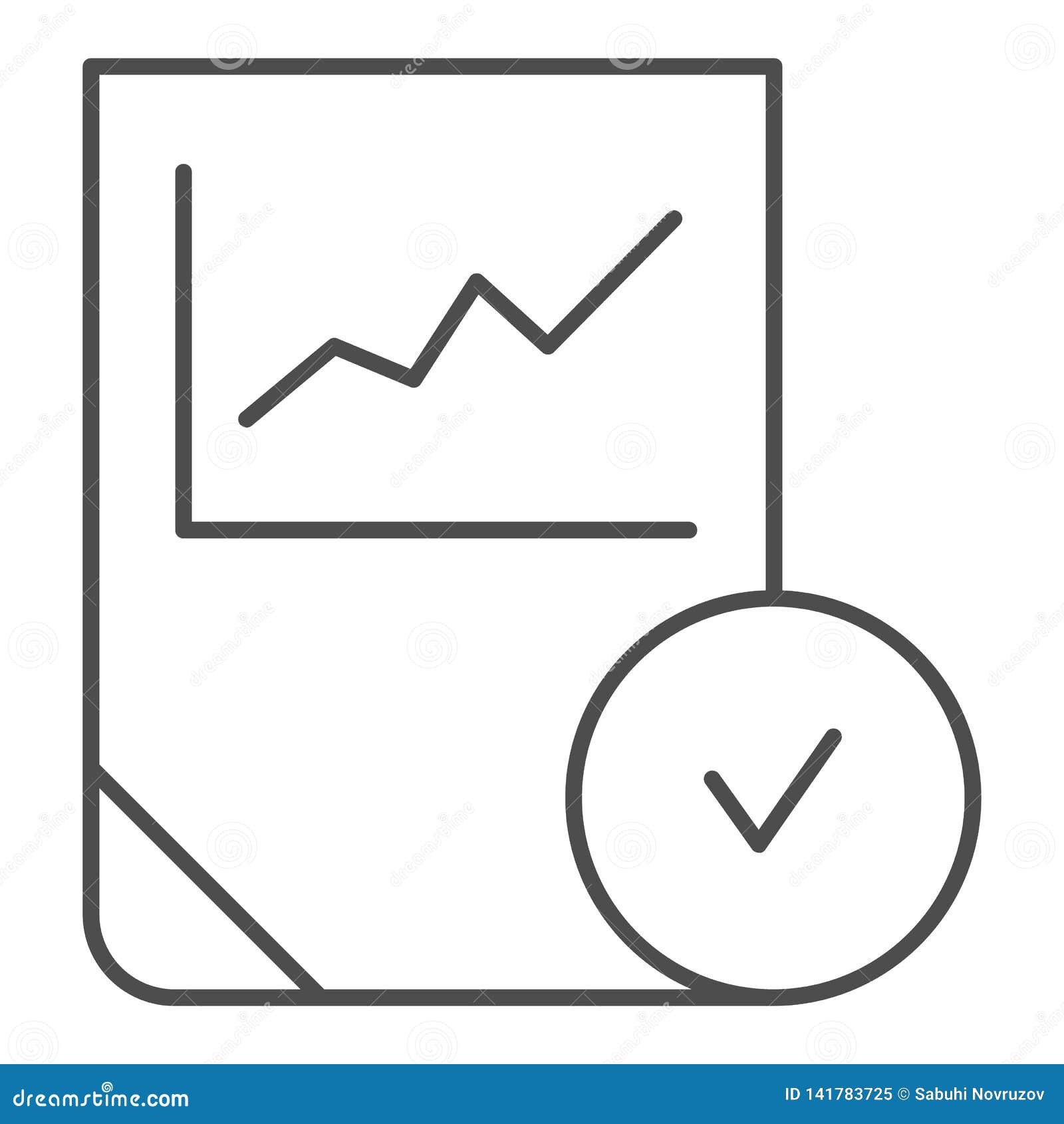 Graph with Check Thin Line Icon. Chart with Tick Vector Illustration ...
